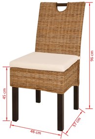 Jídelní židle 6 ks ratan kubu a mangovníkové dřevo - Default Title