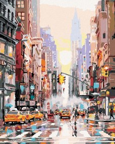 zuty malování podle čísel - ulice v new yorku a žluté taxíky (richard macneil), 80x100 cm, bez rámu a bez