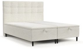 Krémová čalouněná dvoulůžková postel s úložným prostorem 140x200 cm Senses – Maison de Rêve