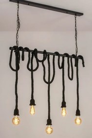 Závěsné černé designové svítidlo nad stůl Rope Industry Bulb 5 Nero