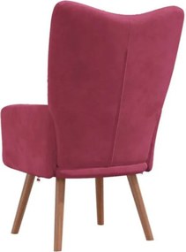 relaxační křeslo, odpočinkové, masivní kaučukovník/kov/samet, 97x62x70 cm, nohy tmavé/vínová, Dekorino KR20260092
