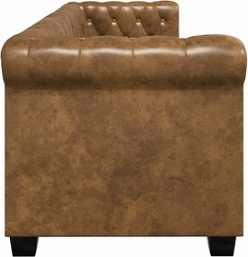 Chesterfield sedačka 3místná umělá kůže hnědá 243620