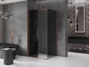 Mexen Velar, sprchový kout s posuvnými dveřmi 110 x 70 cm, 8mm šedé sklo, růžové zlato, 871-110-070-41-60