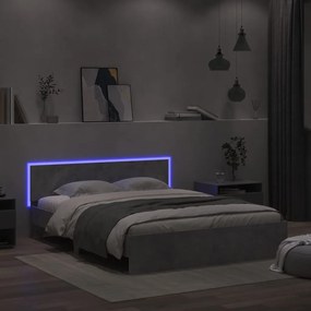 vidaXL Rám postele s čelem a LED osvětlením betonově šedý 160 x 200 cm
