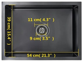vidaXL Marketos Ručně vyrobený kuchyňský dřez černý nerezová ocel