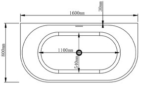 BPS-koupelny Volně stojící akrylátová vana ke stěně HYD-LE527C2 160x80 bílá, odtokový komplet chrom