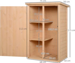 Outsunny zahradní kůlna na nářadí s policemi kůlna na nářadí zahradní kůlna z přírodního dřeva 75 x 56 x115 cm | Aosom