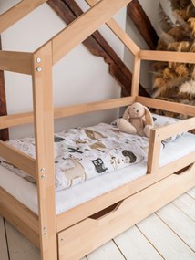 Woodisio Domečková postel  EMA PLUS Variant: 200 x 90, Barva: Přirodní dřevo, Veľkosť: S úložným prostorem