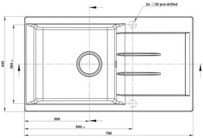 EBS Standard 780 Granitový dřez s odkapem oboustranné provedení, 78x44 cm, obsidián