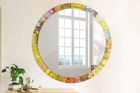 Kulaté zrcadlo s dekorem Barevné okno vitráže fi 100 cm