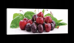 Obraz 145x45 Třešně ovoce léto svěžest zeleň bazalka