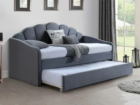 Čalouněná postel Bella Velvet 90x200 s výsuvnou přistýlkou šedá