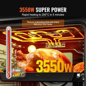 Jednostěnná trouba 61 cm elektrická vestavěná nástěnná trouba 9 funkcí 75,9 l