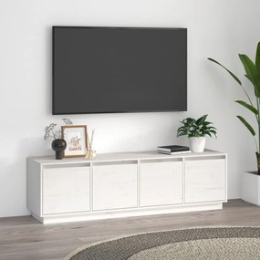 TV skříňka bílá 156 x 37 x 45 cm masivní borové dřevo - Default Title