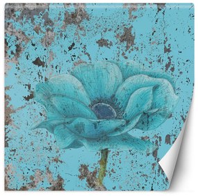 Gario Fototapeta Tyrkysová květina na zdi Materiál: Vliesová, Rozměry: 100 x 100 cm