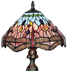 Vitrážová stolní lampa s vážkami DRAGONFLY