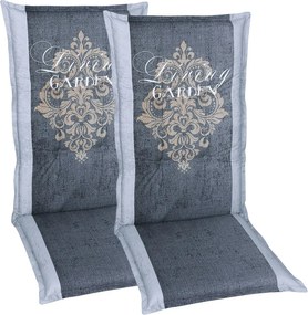 Go-De Textil Podsedák Living Garden, 1 kus / 2 kusy (vysoká opěrka, šedá)