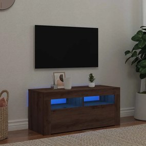 TV stolek s LED dub artisan 90 x 35 x 40 cm kompozitní dřevo