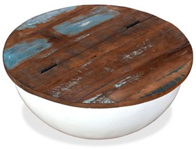 Konferenční stolek masivní recyklované dřevo bílý tvar misky,  245258
