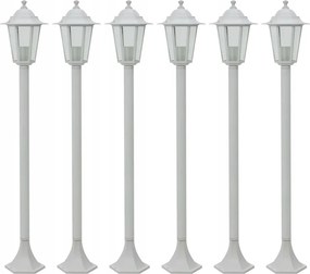 Fionshop 262938221 Zahradní sloupové lampy 6 ks E27 110 cm hliníkové bílé