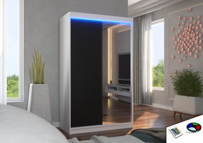 ADRK Furniture Posuvná skříň se zrcadlem a LED osvětlením REWENA 120 ADRK-SW-REW-WB-120+L