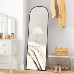 HOMCOM Celoplošné zrcadlo 1615 x 50 cm Stojací zrcadlo s rámem z hliníkové slitiny do obývacího pokoje Ložnice Černá | Aosom.de