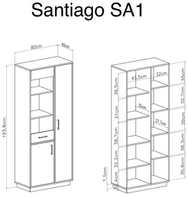 Meblar Vitrína Santiago SA1 Barva: Dub + bílý lux