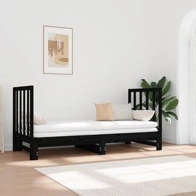 Výsuvná postel černá 2x (90 x 190) cm masivní borovice,  3124771