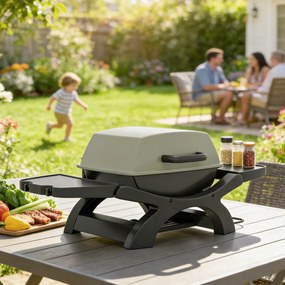 Outsunny stolní elektrický gril 2300W 23x71 cm přenosný elektrický gril s nepřilnavými grilovacími rošty, odkapávací miska