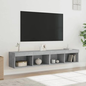 TV skříňky s LED osvětlením 2 ks betonově šedé 80 x 30 x 30 cm