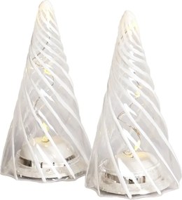 LED světelný stromeček, skleněný, sada 2 kusy, čirý,11 cm