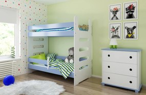 BabyBeds Dětská patrová postel MATI 180x80 Barevné provedení: Modrá, Úložný prostor: Ne, bez úložného prostoru