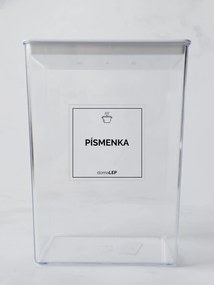 PÍSMENKA  – průhledná samolepka na dózu, tučné písmo, 5 x 5 cm | DomaLEP