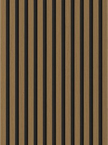 Mexen Lam-F, akustické stěnové lamely 275 × 30 cm, plstěný podklad 8 mm, technická dýha, teak zlatavý, S105-275307-3015-014