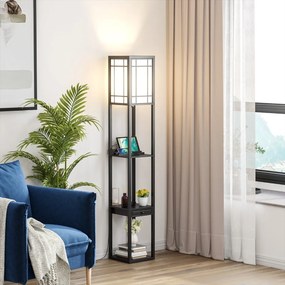 Costway Moderní regálová stojací lampa do obývacího pokoje a ložnice, černý