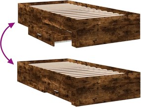 Rám postele se zásuvkami kouřový dub 100 x 200 cm kompozit 3280423