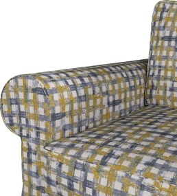 Potah na pohovku IKEA Backabro rozkládací se šezlongem barva modrá látka pletený vzor, vzorované