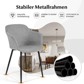Costway Sada 2 jídelních židlí čalouněné židle s ergonomickým opěradlem šedo