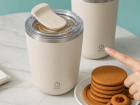 Verk Group Samomíchací hrnek 350 ml, ocelový termos na studené i horké nápoje, s usb a šňůrkou