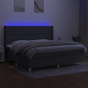Box spring postel s matrací a LED tmavě šedá 200x200 cm textil 3138982