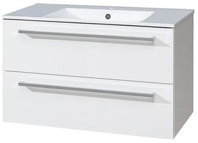 Mereo Mereo, Bino, koupelnová skříňka s keramickým umyvadlem 101 cm, bílá, dub, CN662