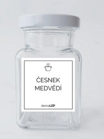 Samolepka na kořenky ČESNEK MEDVĚDÍ bílá 5 × 5 cm základní písmo