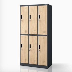 Šatní skříň BHP antracitová / dub sonoma, 6dveřová: Eco Design IGOR, 900 x 1850 x 450 mm
