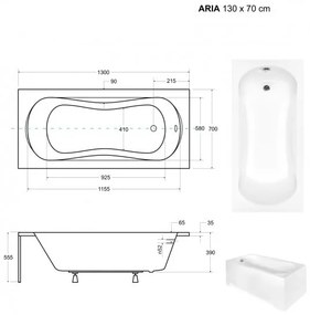 Hopa ARIA PLUS 130 cm VANARIA130PLUS+OLVPINOZ vana vč. nožiček