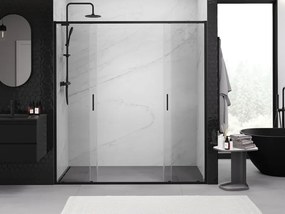 Mexen Exo dvojité posuvné sprchové dveře 190 cm, transparentní, černé - 8152-190-000-70-00