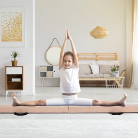 Costway 270 cm kladina dětská kladina skládací gymnastická kladina s – hnědý