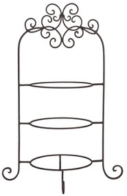 Hnědý kovový ozdobný stojan na talíře třípatrový - 36*28*54 cm