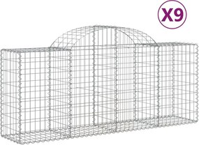Klenuté gabionové koše 9 ks 200x50x80/100 cm pozinkované železo 3146306