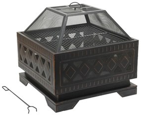 Compass Přenosné ohniště na dřevo s roštem černá/patina 13009