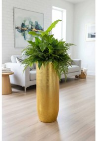Exkluzivní květináč SOLERIO, sklolaminát, výška 80 cm, zlatý lesk